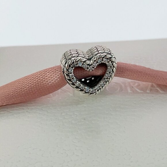 Pandora | Jewelry | Pandora Snake Chain Pattern Open Heart Charm | Poshmark